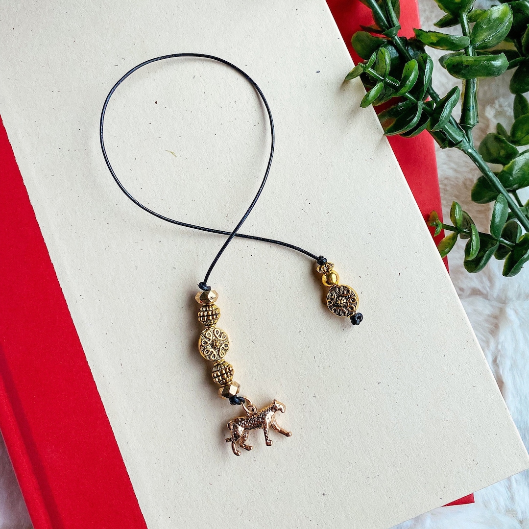 Gold Bead String Bookmark Thong Bookmark Beaded String Book - Etsy