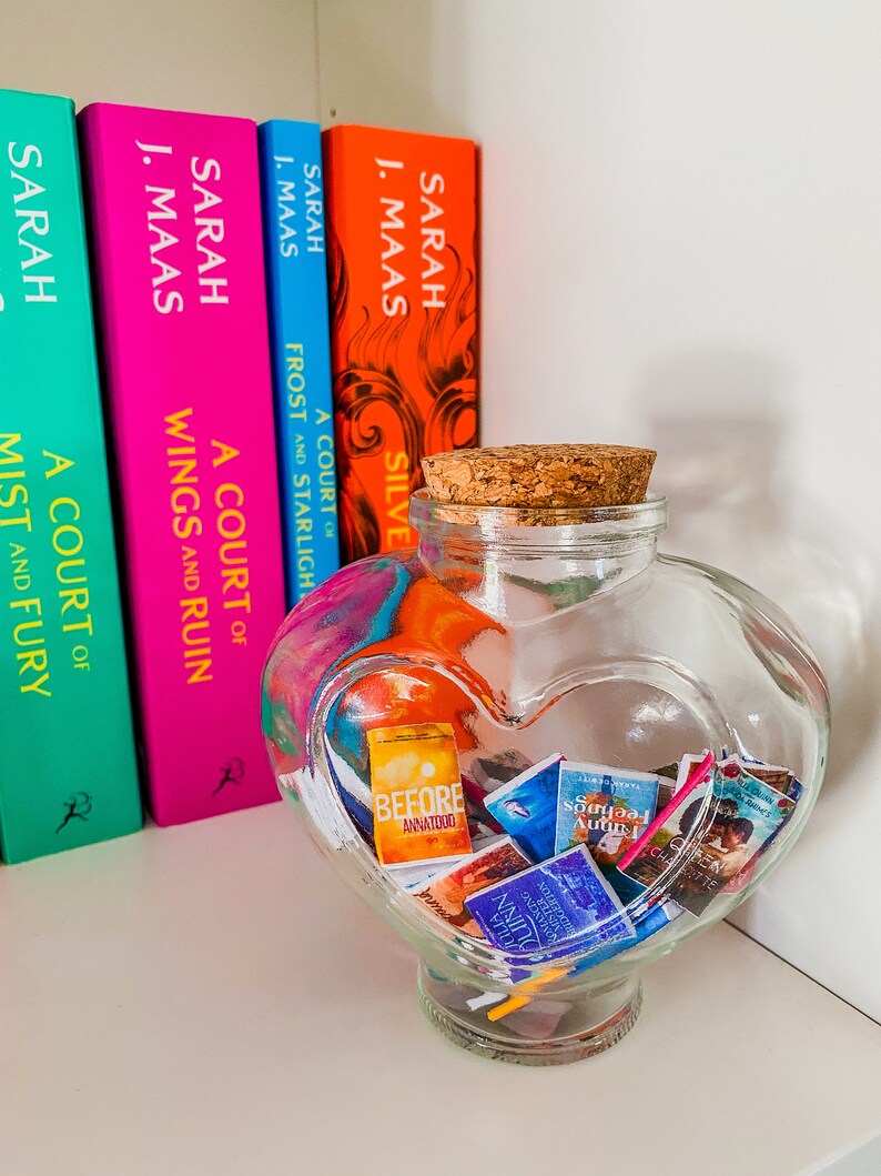 Heart Jar Custom Mini Book Heart Jar Handmade Mini Book Heart Container ...