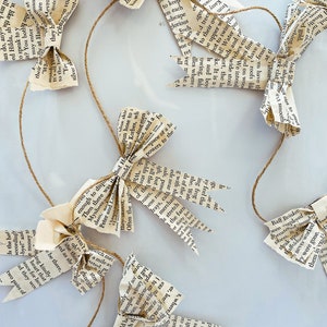Paper Book Page Bow Garland of Recycled Book Bowties Book Themed Home ...