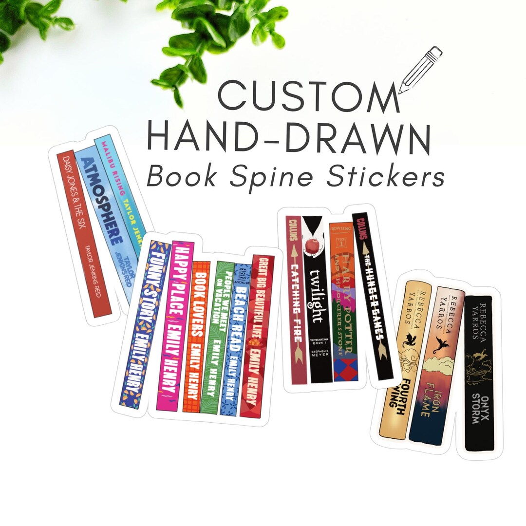 Custom Book Spine Stack Sticker: Hand-drawn Vinyl Decal for Book Lover ...