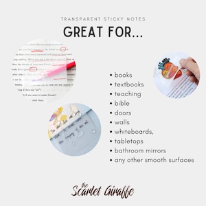 Color Transparent Sticky Notes for Annotation Tabs or Book Annotating ...