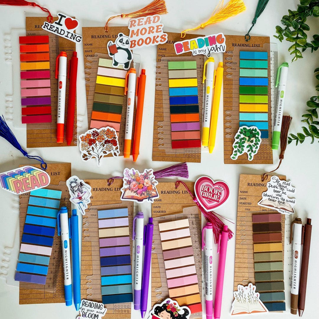 Book Annotation Starter Kit: Tabs, Pen, Highlighter & Bookmark - Etsy