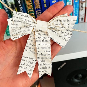 Paper Book Page Bow Garland of Recycled Book Bowties Book Themed Home ...