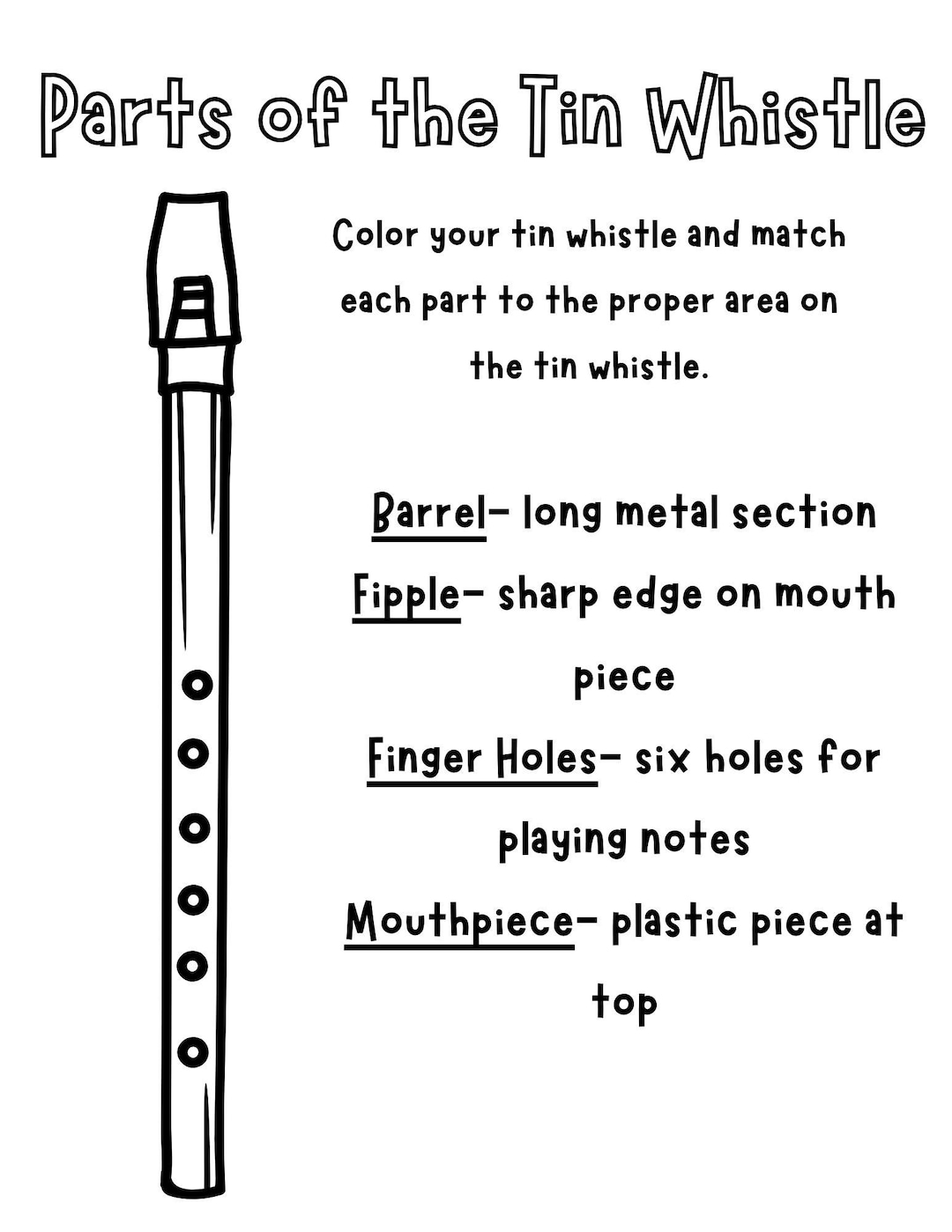 Classical Conversations Parts of the Tin Whistle Coloring Sheet - Etsy