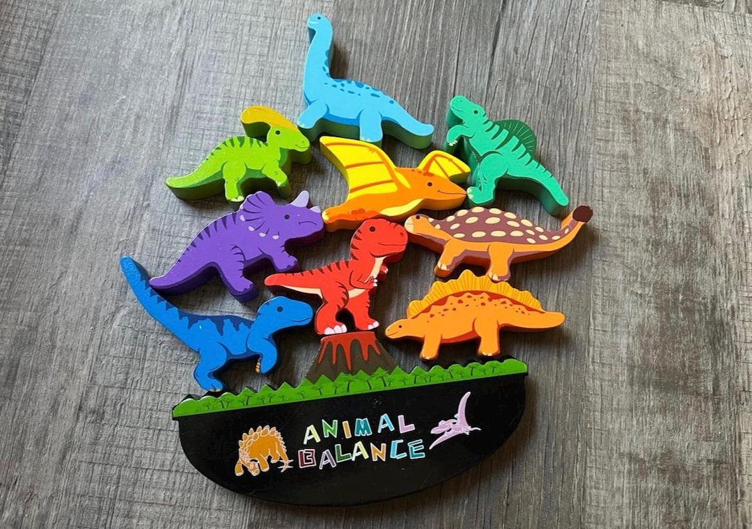 Dinosaur Animal Balance Wooden Toy - Etsy