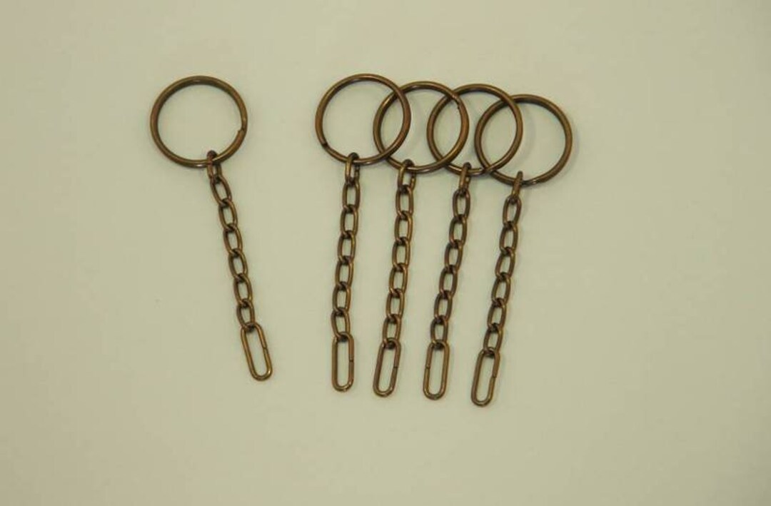 5 Key Rings With Chains in Antique Brass - Etsy UK