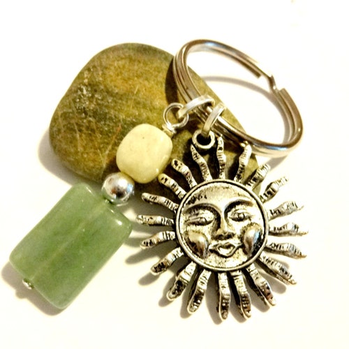 Cool Celestial Keychain Sun Key Chain Aventurine Gemstone - Etsy