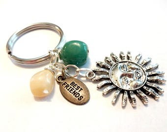 Cool Celestial Keychain Sun Key Chain Aventurine Gemstone | Etsy