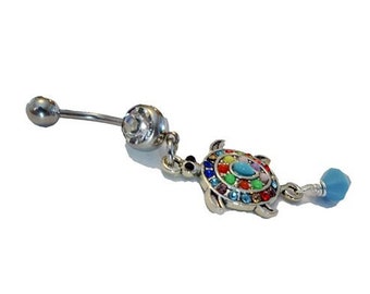 Turtle Belly Button Ring Sea Turtle Body Jewelry Turquoise | Etsy