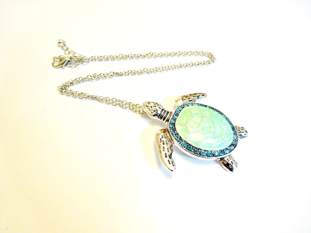 Sea Foam Green Sea Turtle Necklace, Sea Turtle Accessories, Turtle ...