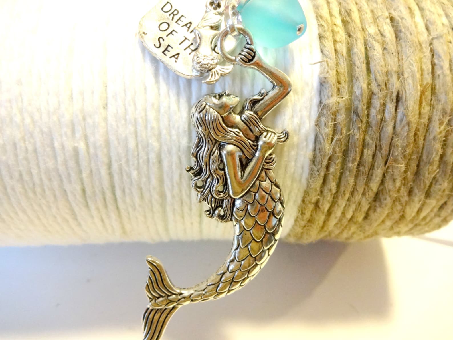 Mermaid Keychain Aqua Sea Glass Key Chain Dreaming of the | Etsy