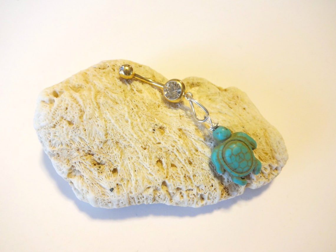 Turtle Belly Button Ring Sea Turtle Body Jewelry Turquoise - Etsy
