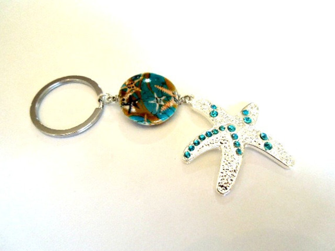 Starfish Keychain Beach Keychain Ocean Keychain Starfish - Etsy