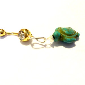 Turtle Belly Button Ring, Sea Turtle Body Jewelry, Turquoise Belly ...