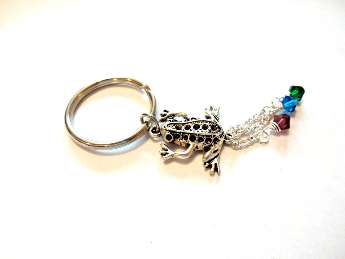 Frog Keychain Frog Key Chain Birthstone Keychain Mothers - Etsy