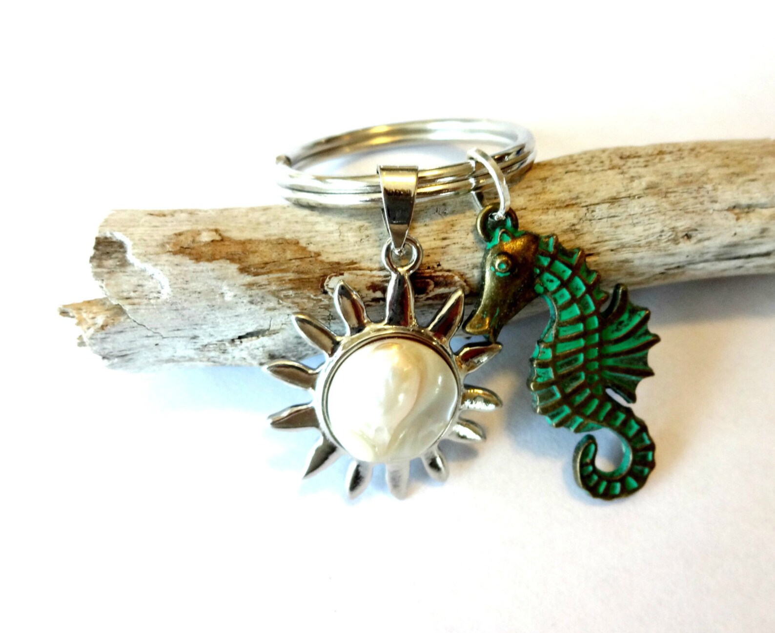 Seahorse Keychain Fresh Water Pearl Keychain Seahorse Car - Etsy