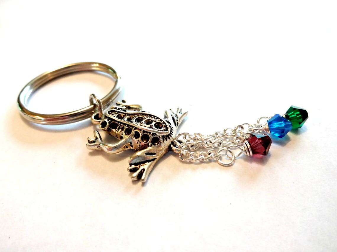 Frog Keychain Frog Key Chain Birthstone Keychain Mothers | Etsy