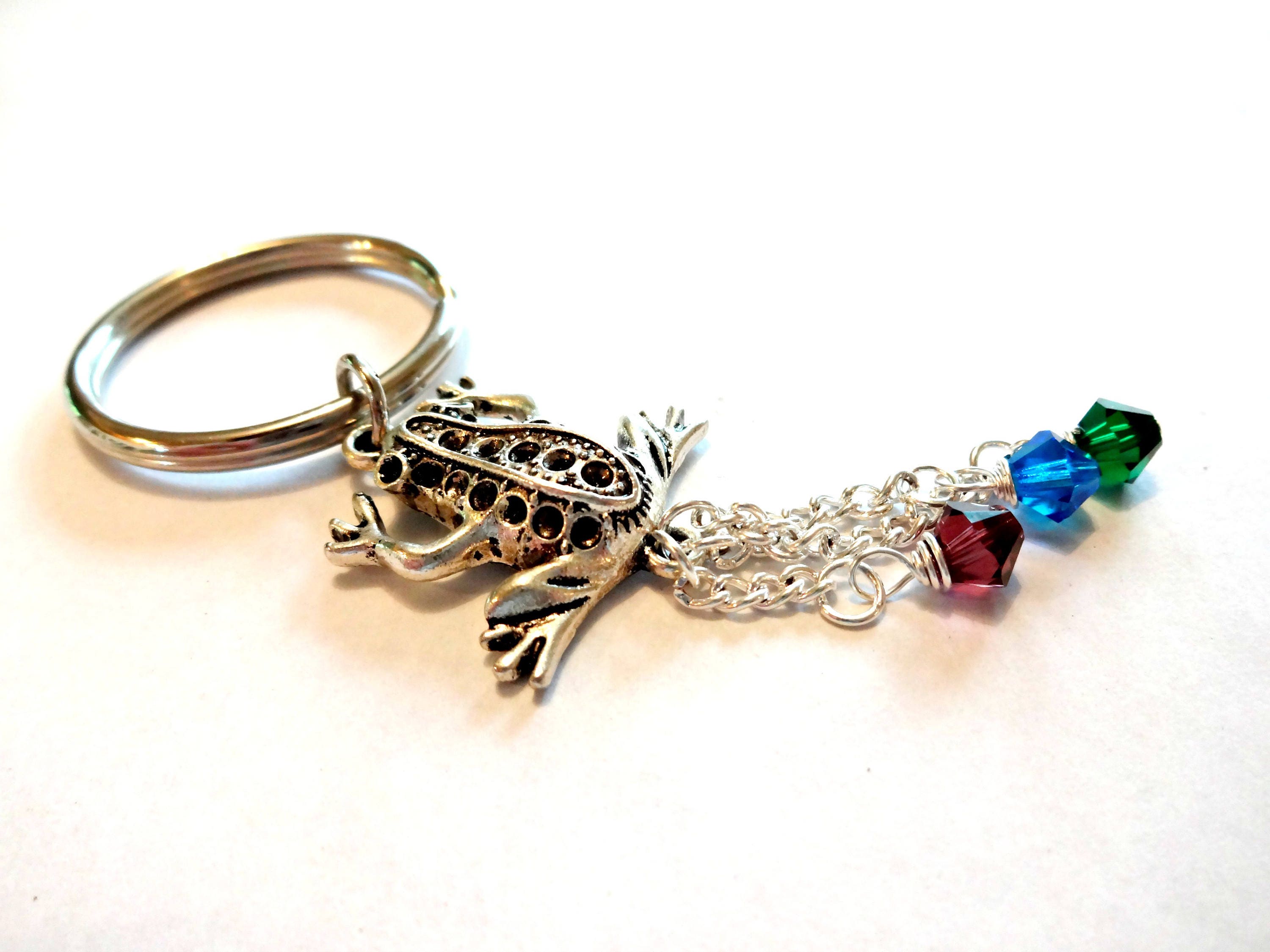 Frog Keychain Frog Key Chain Birthstone Keychain Mothers | Etsy