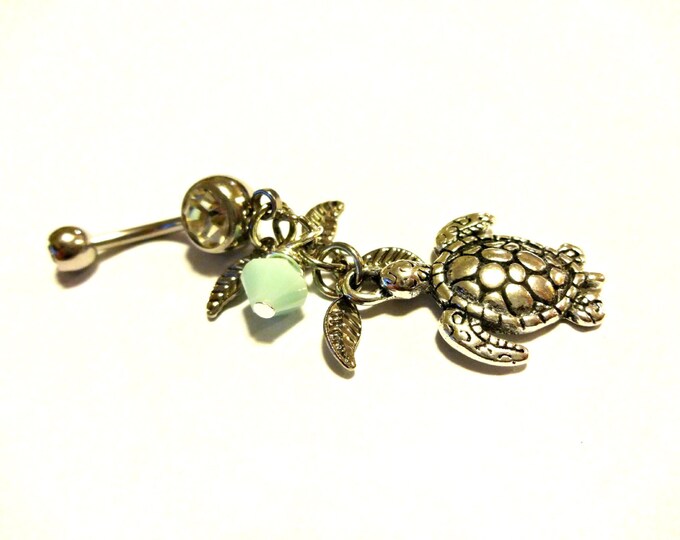 Sea Turtle Belly Button Ring, Ocean Inspired Body Jewelry, Turtle ...