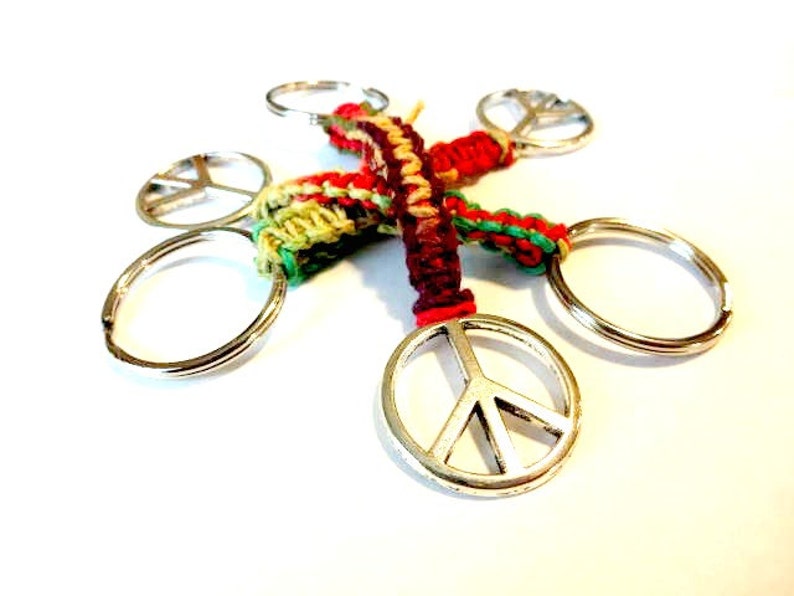 Cool Keychains Peace Keychain Rasta Keychain Macrame - Etsy