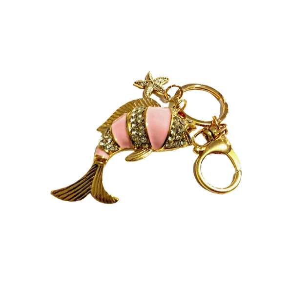 Gold Fish Charm Key Chain - Etsy