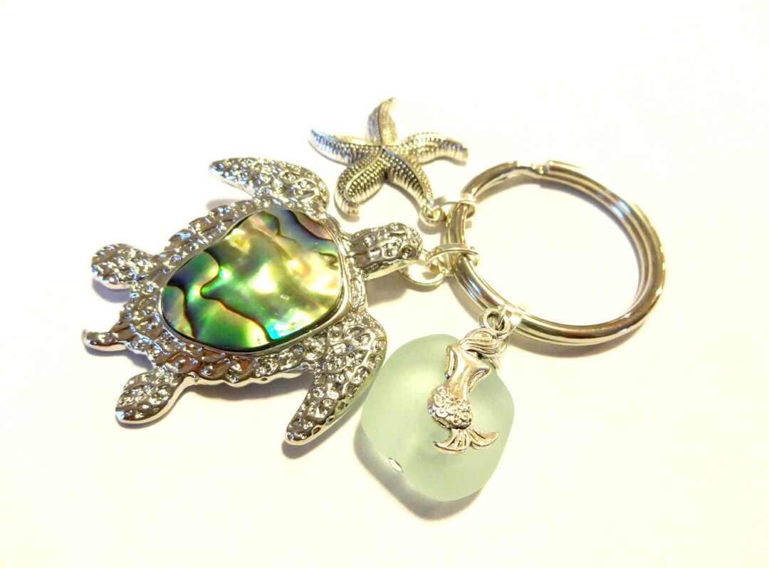 Sea Turtle Keychain, Mermaid Keychain, Starfish Keychain, Shell Key ...