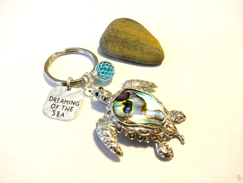 Sea Turtle Keychain Paua Shell Keychain Turtle Gifts Sea | Etsy
