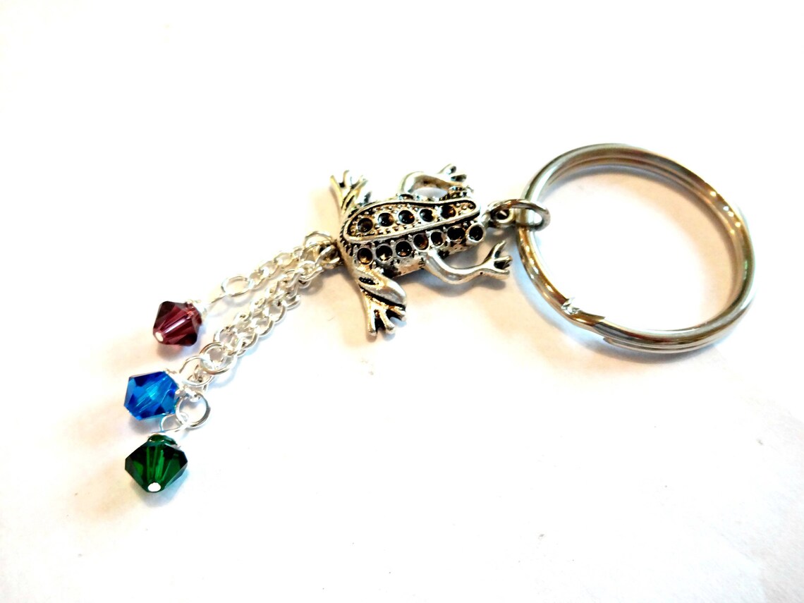 Frog Keychain Frog Key Chain Birthstone Keychain Mothers - Etsy