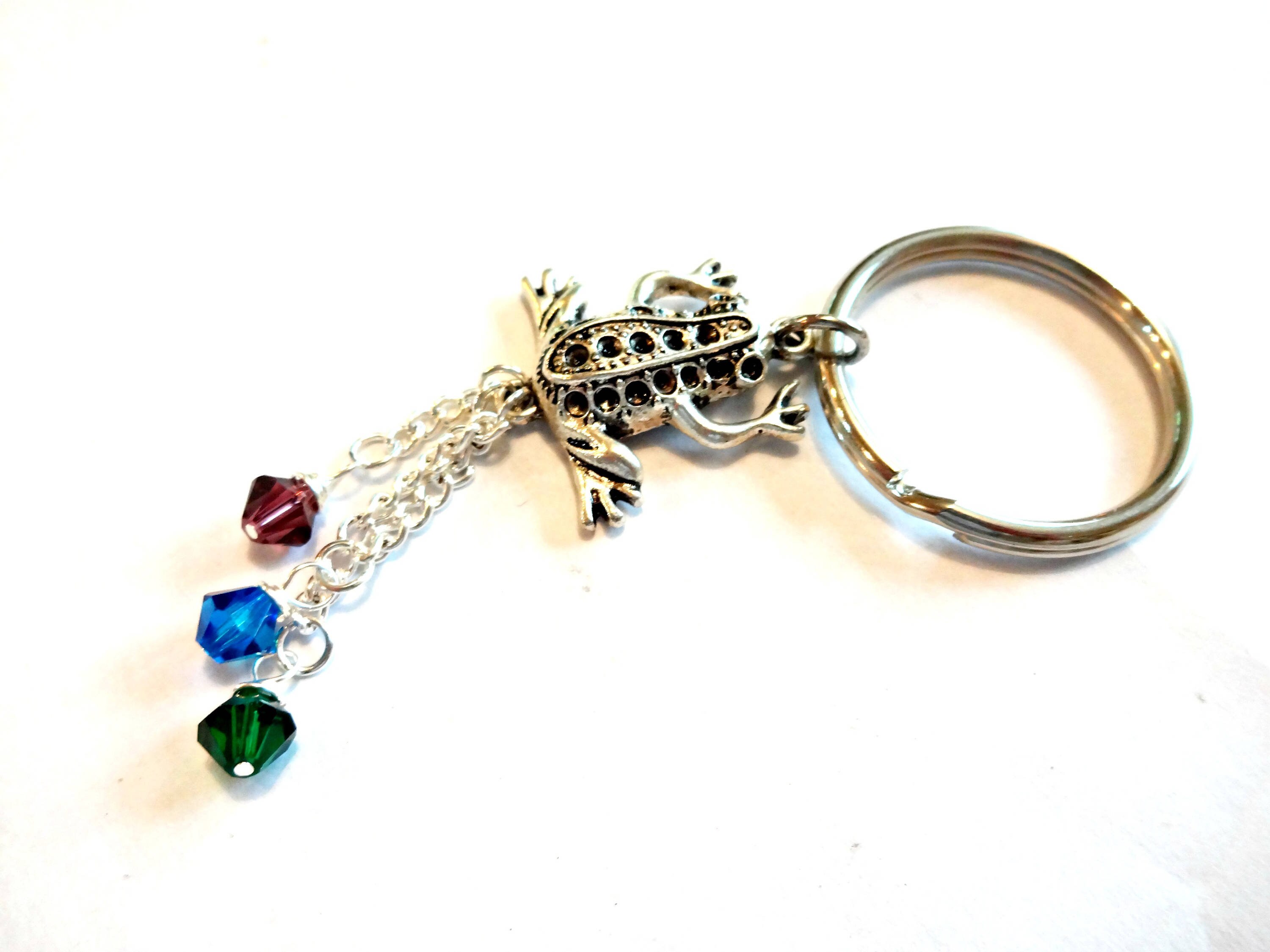 Frog Keychain Frog Key Chain Birthstone Keychain Mothers | Etsy
