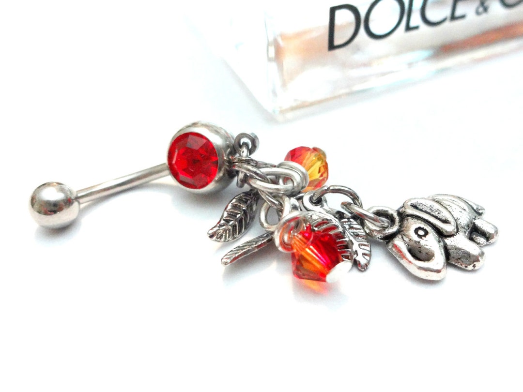 Elephant Belly Ring, Swarovski Crystal, Surgical Steel Navel Jewelry - Etsy