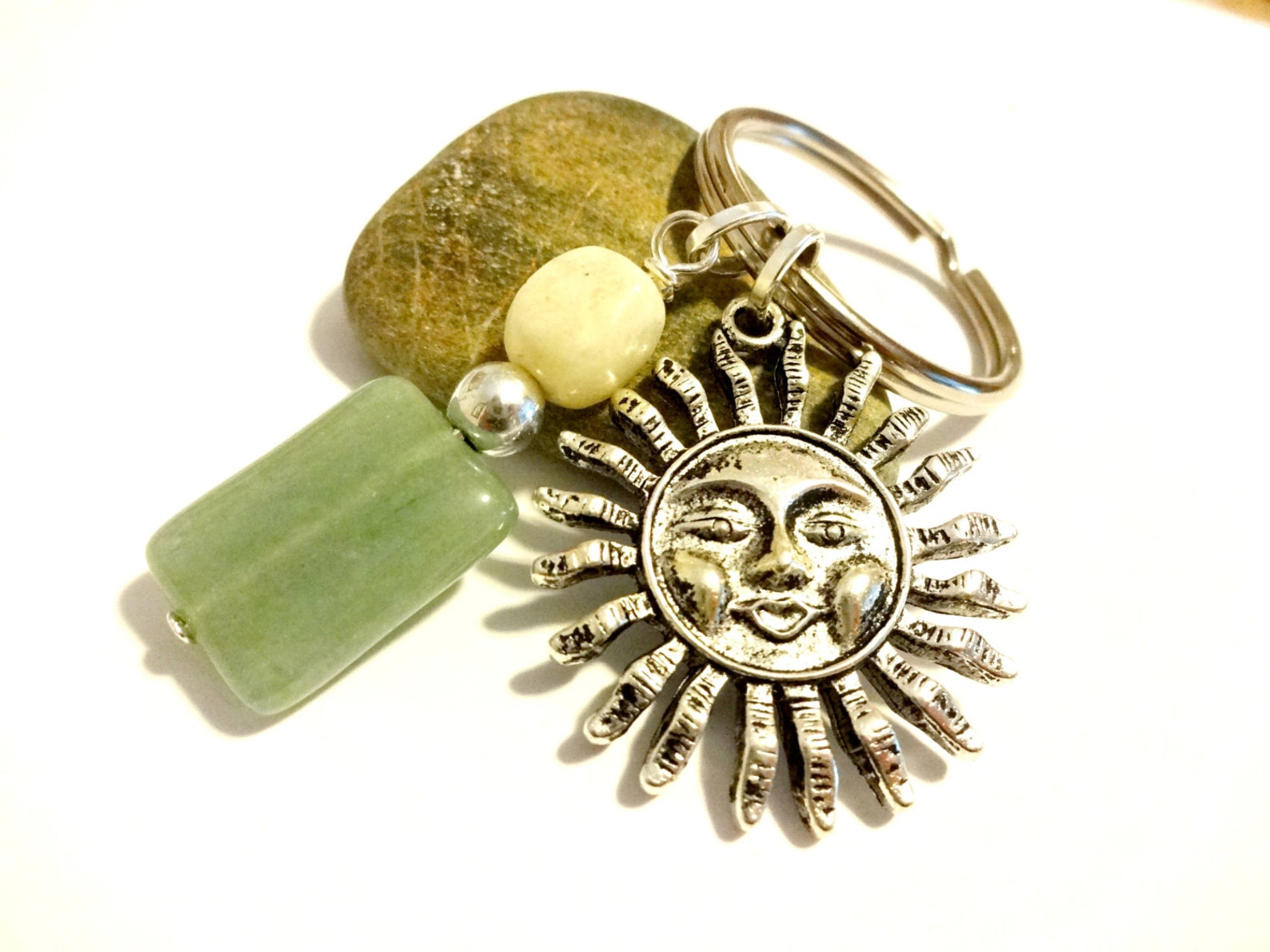 Cool Celestial Keychain Sun Key Chain Aventurine Gemstone - Etsy