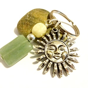 Cool Celestial Keychain, Sun Key Chain, Aventurine Gemstone Keychain ...