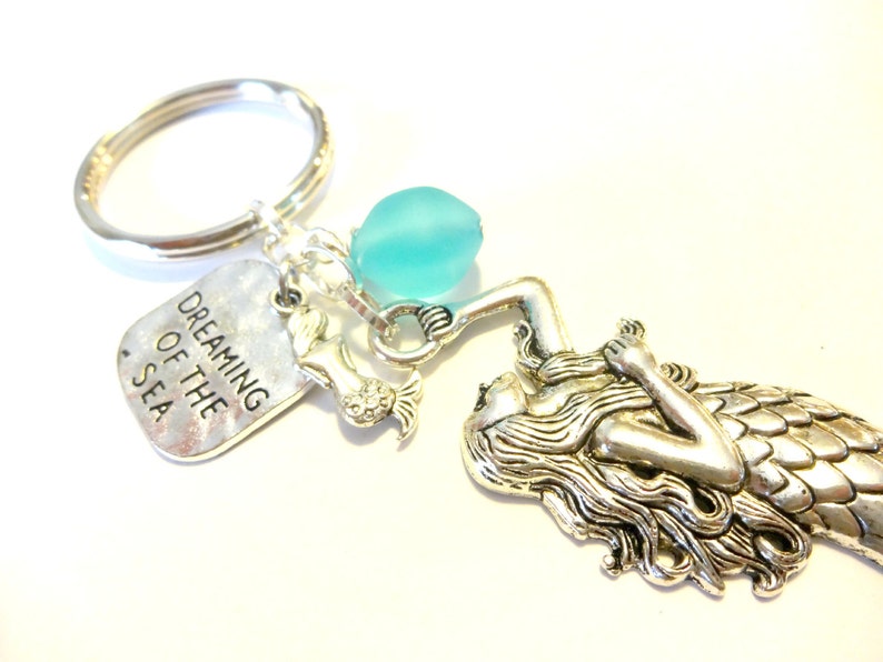 Mermaid Keychain Aqua Sea Glass Key Chain Dreaming of the - Etsy
