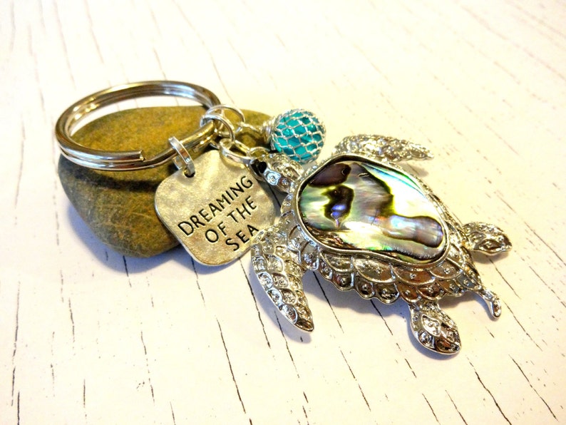 Sea Turtle Keychain Paua Shell Keychain Turtle Gifts Sea | Etsy