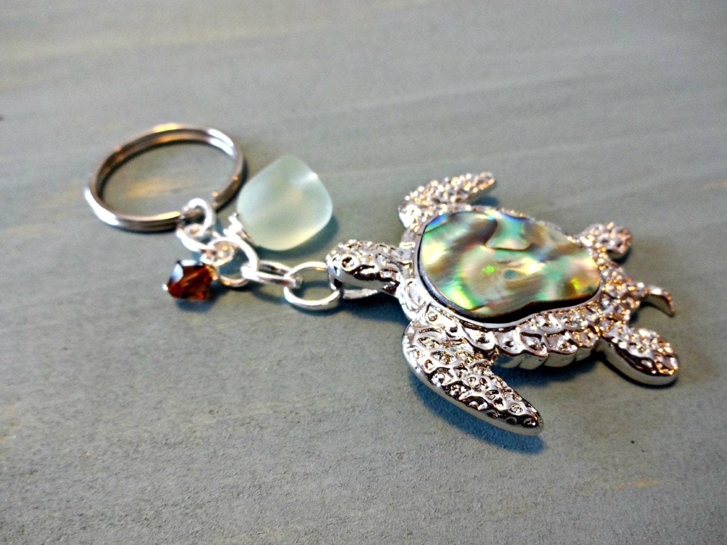 Sea Turtle Keychain Turtle Key Chain Abalone Shell Turtle | Etsy