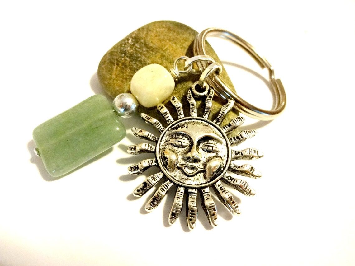 Cool Celestial Keychain Sun Key Chain Aventurine Gemstone - Etsy