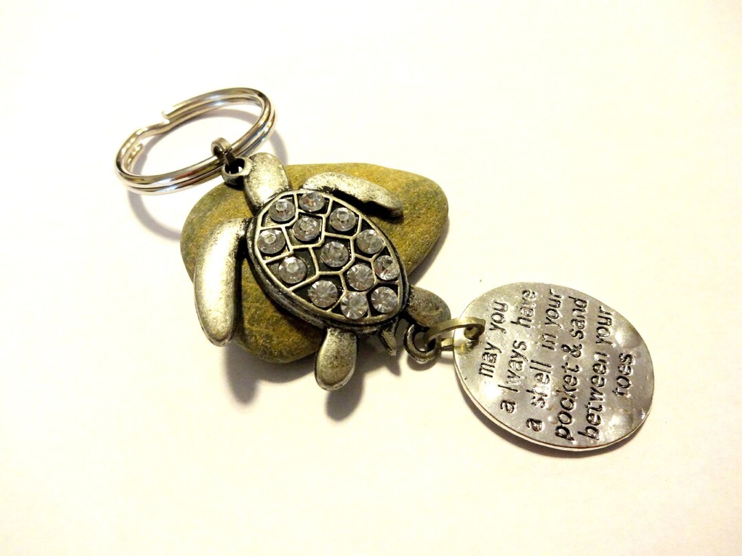 Sea Turtle Keychain, Turtle Car Accessory, Turtle Key Fob, Rhinestone ...