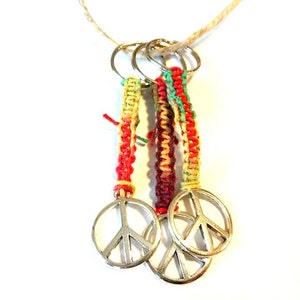 Cool Keychains, Peace Keychain, Rasta Keychain, Macrame Keychain, Peace ...