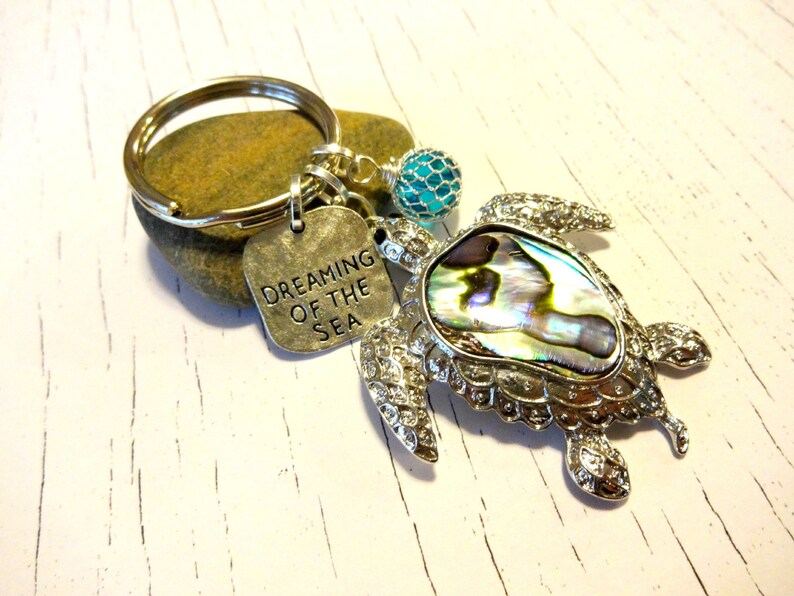 Sea Turtle Keychain Paua Shell Keychain Turtle Gifts Sea | Etsy