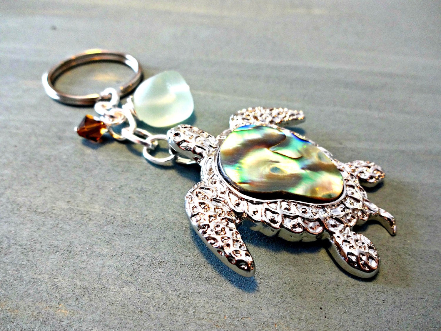 Sea Turtle Keychain Turtle Key Chain Abalone Shell Turtle - Etsy