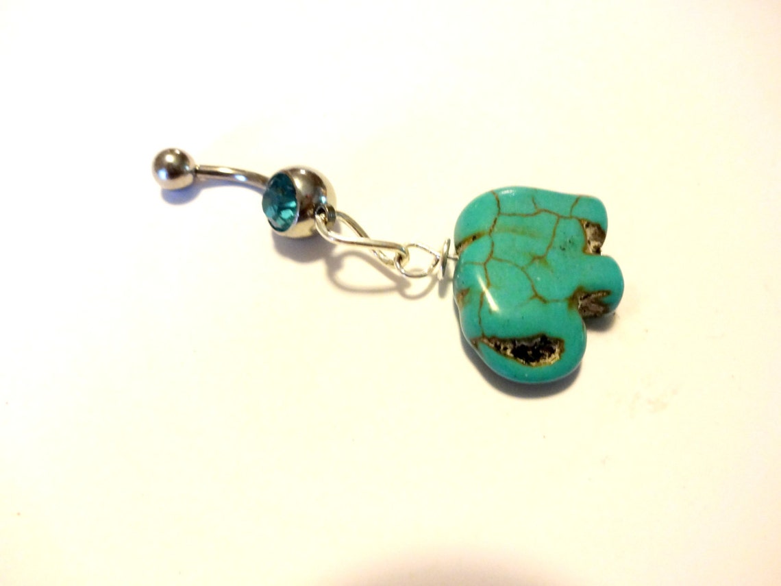 Turquoise Body Jewelry Elephant Belly Ring Lucky Elephant - Etsy