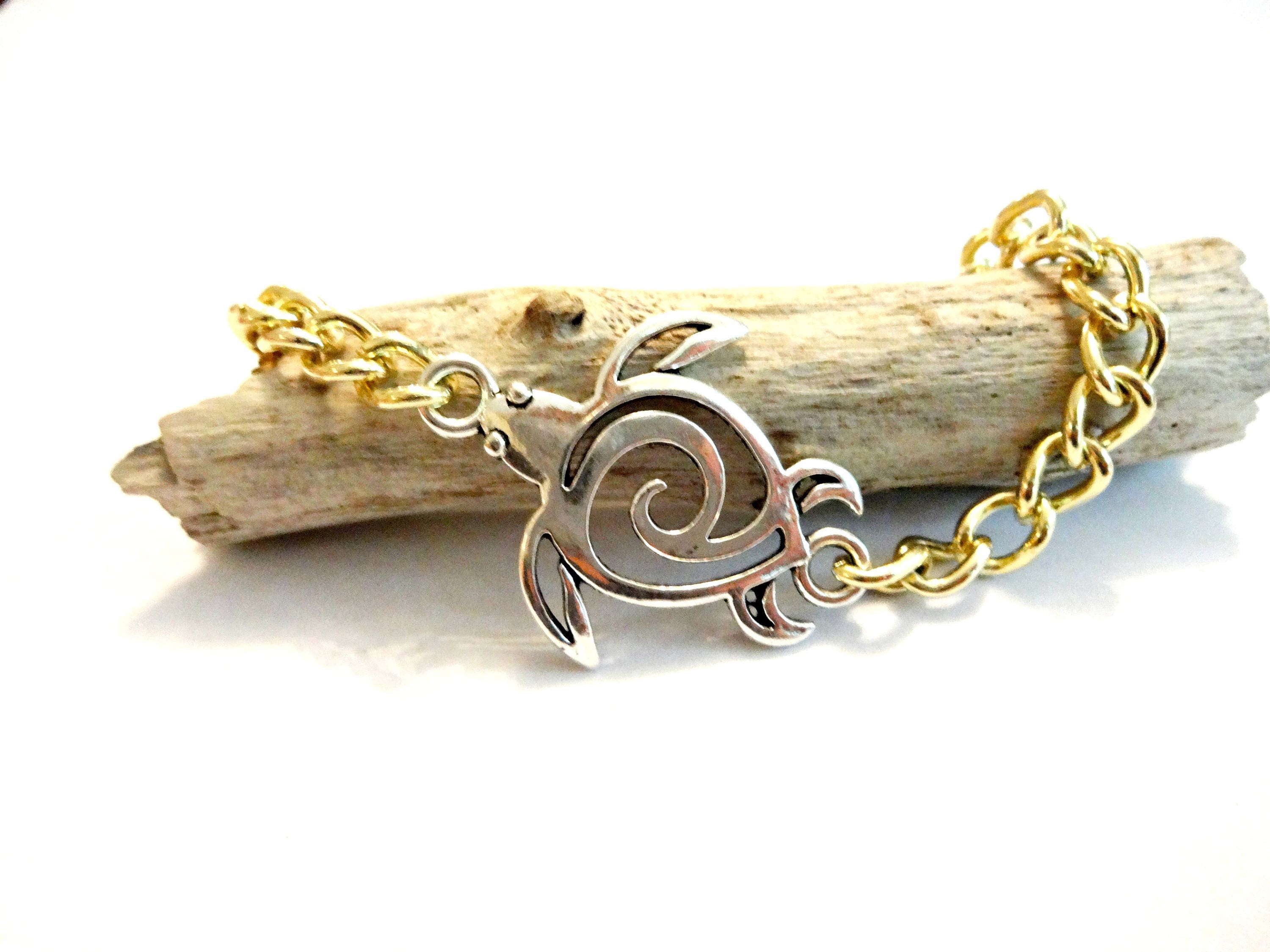 Sea Turtle Bracelet Turtle Jewelry Gold Chain Link Bracelet | Etsy