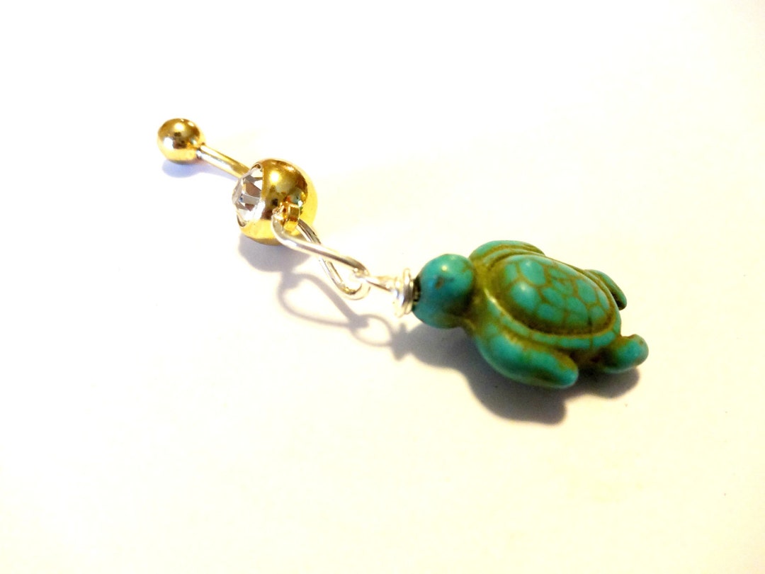 Turtle Belly Button Ring, Sea Turtle Body Jewelry, Turquoise Belly ...