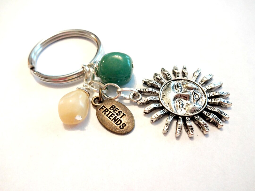 Best Friend Keychain, Best Friend Gift, Celestial Keychain, Cool Sun ...
