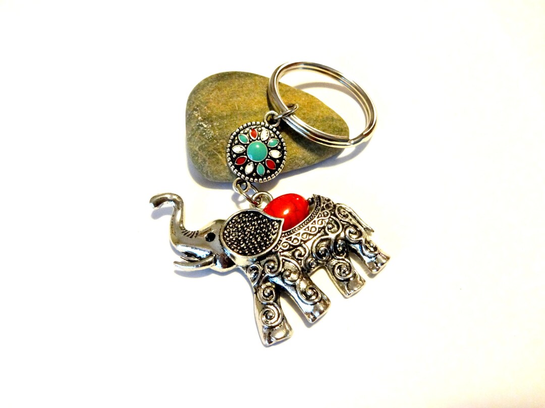 Elephant Keychain, Elephant Gifts, Tribal Keychain, Jade Keychain ...