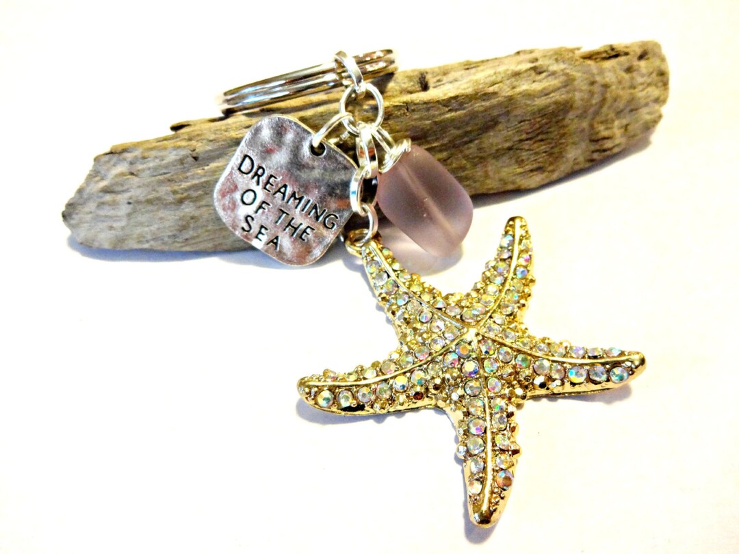 Rhinestone Startfish Keychain, Dreaming of the Sea Charm Key Chain ...