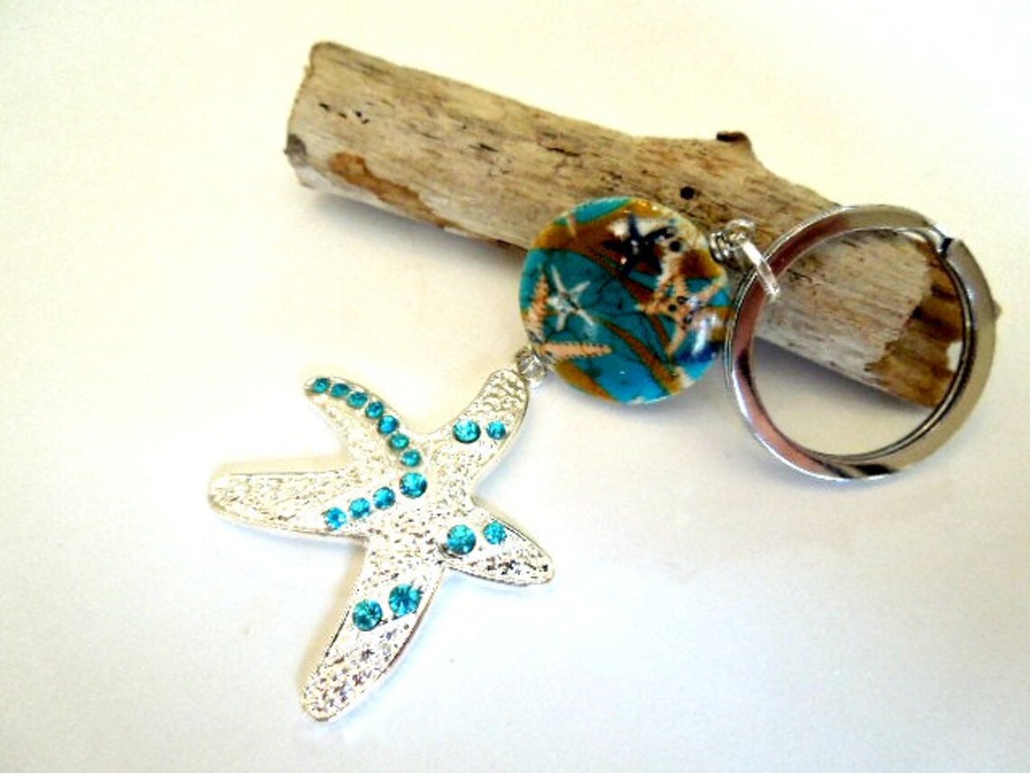 Starfish Keychain Beach Keychain Ocean Keychain Starfish - Etsy
