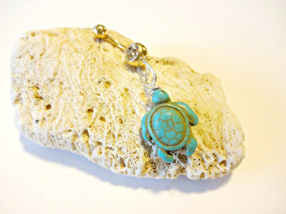 Turtle Belly Button Ring Sea Turtle Body Jewelry Turquoise - Etsy