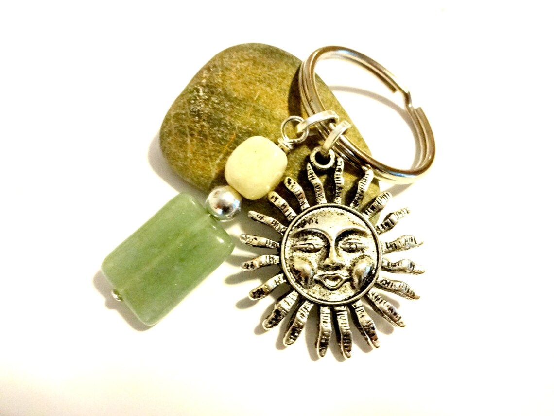 Cool Celestial Keychain Sun Key Chain Aventurine Gemstone - Etsy