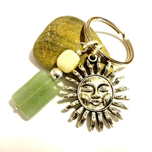 Cool Celestial Keychain, Sun Key Chain, Aventurine Gemstone Keychain ...